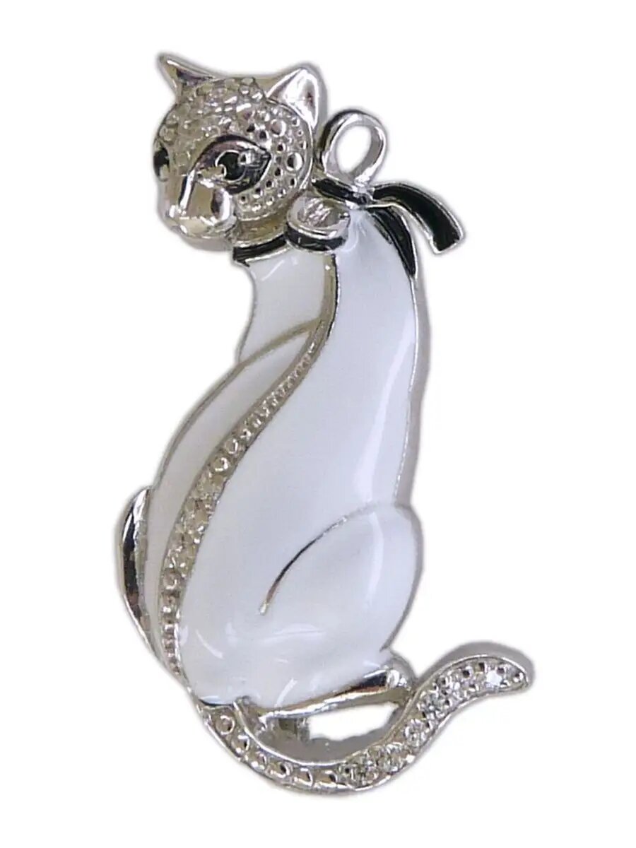 Брошь, серебро, 925 проба, родирование, фианит