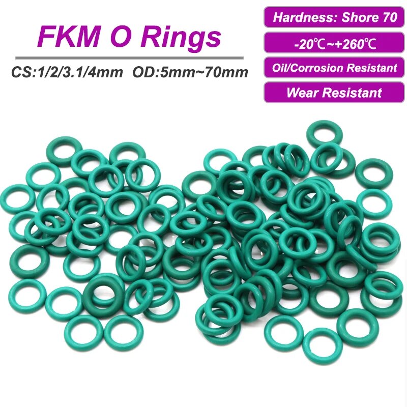 Зелёные уплотнительные кольца FKM CS 1/2/3.1/4 мм OD 30mm, CS 1mm