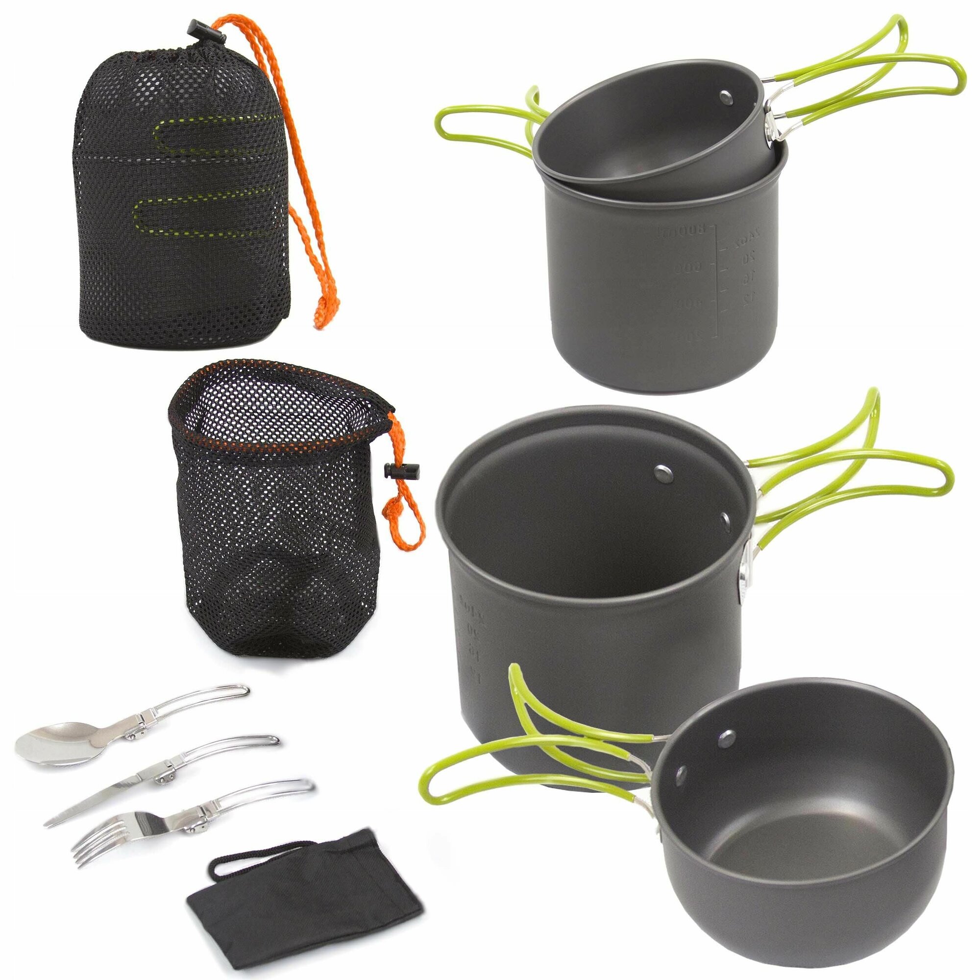 Decathlon Набор туристической посуды MOUNTAIN GOAT, анодированный алюминий, 1,2 л, складные ручки, серо-темно-зеленый