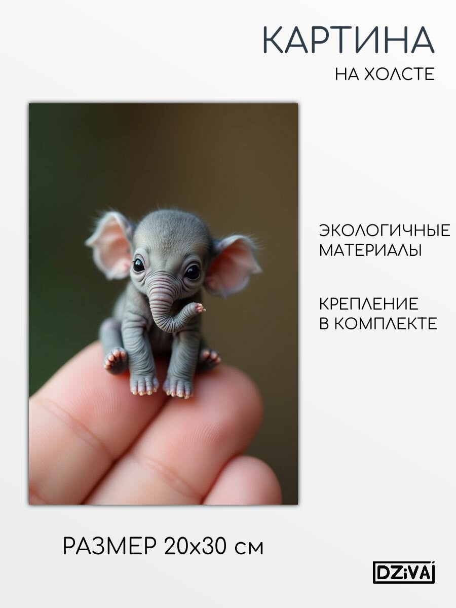 Картина на холсте "Крошечный слоник" 20x30 см