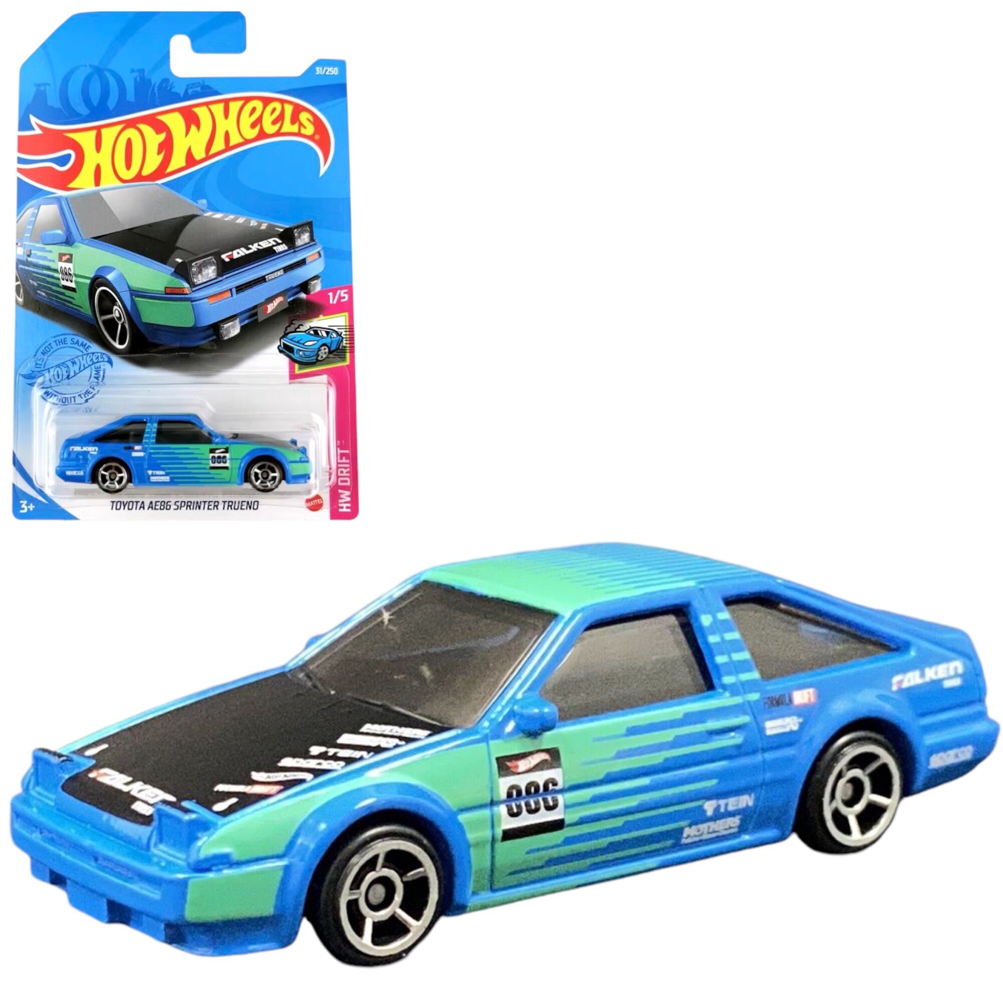 Машинка Hot Wheels Toyota AE86 Sprinter Trueno, коллекционная, метал/пластик, 1/64 длина 7 см TJ