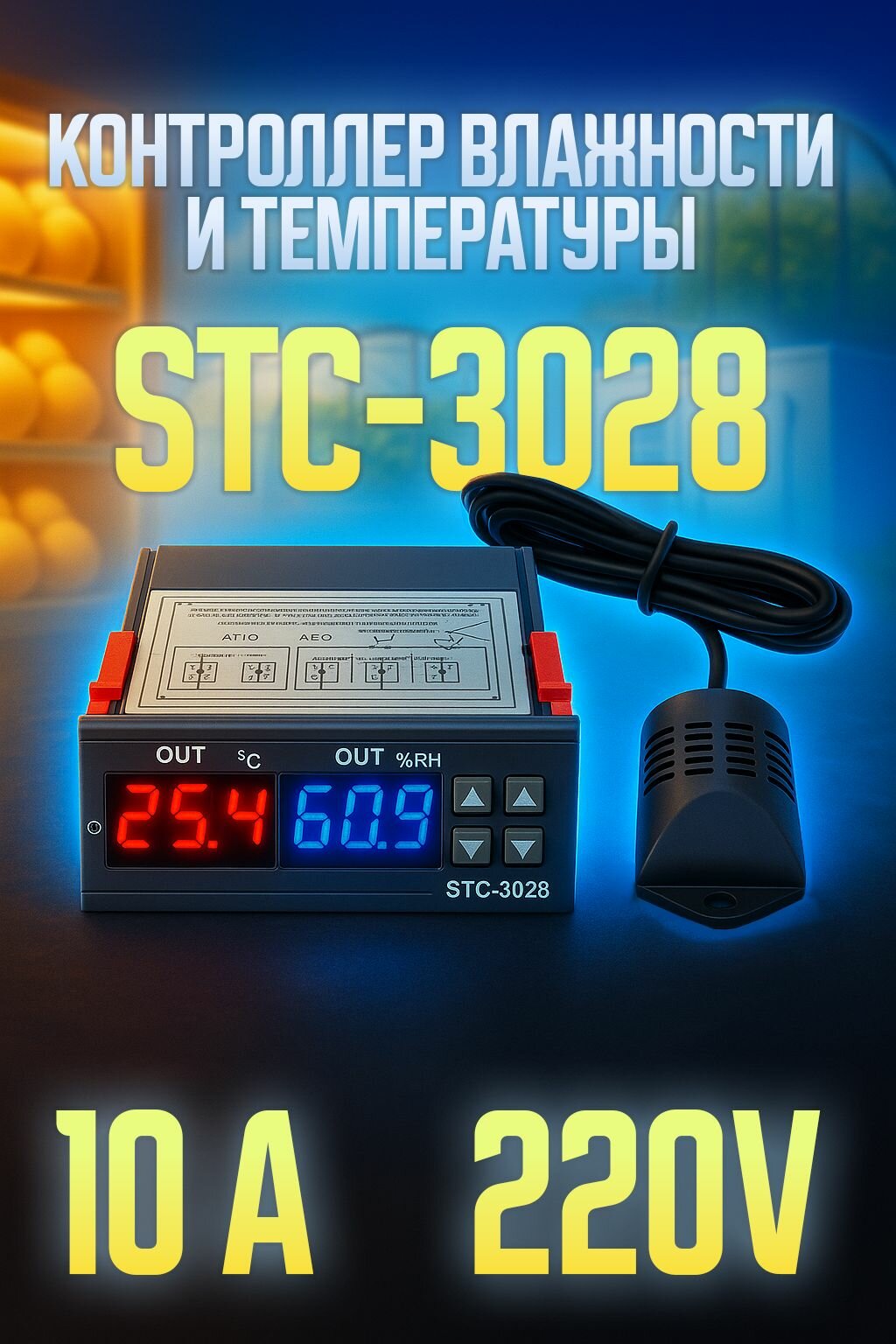 Контроллер влажности и температуры 220v STC-3028