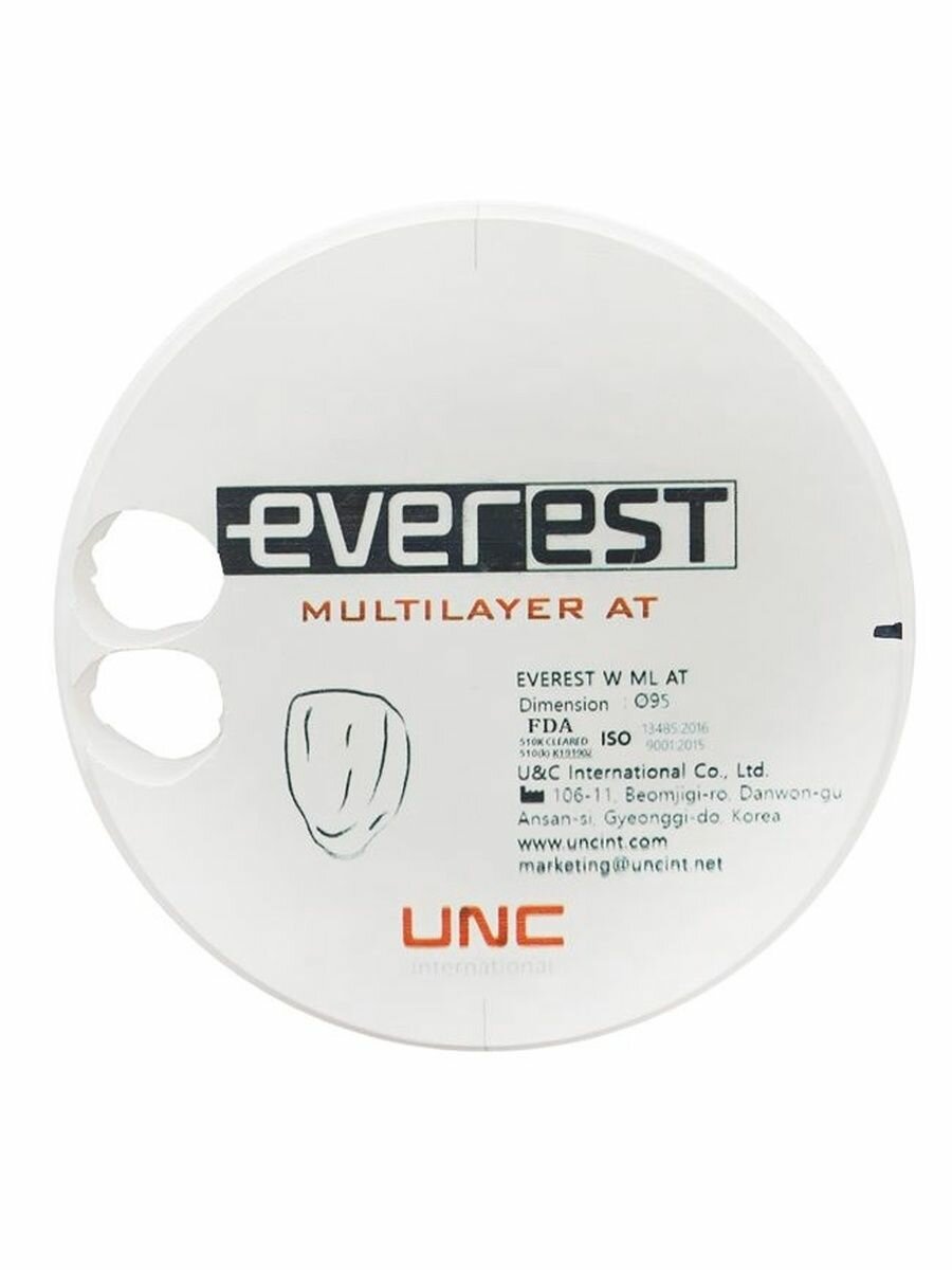 Диск циркониевый Everest Multilayer AT, многослойный, размер 98х12мм, оттенок BL2, UNC Inc (Корея)