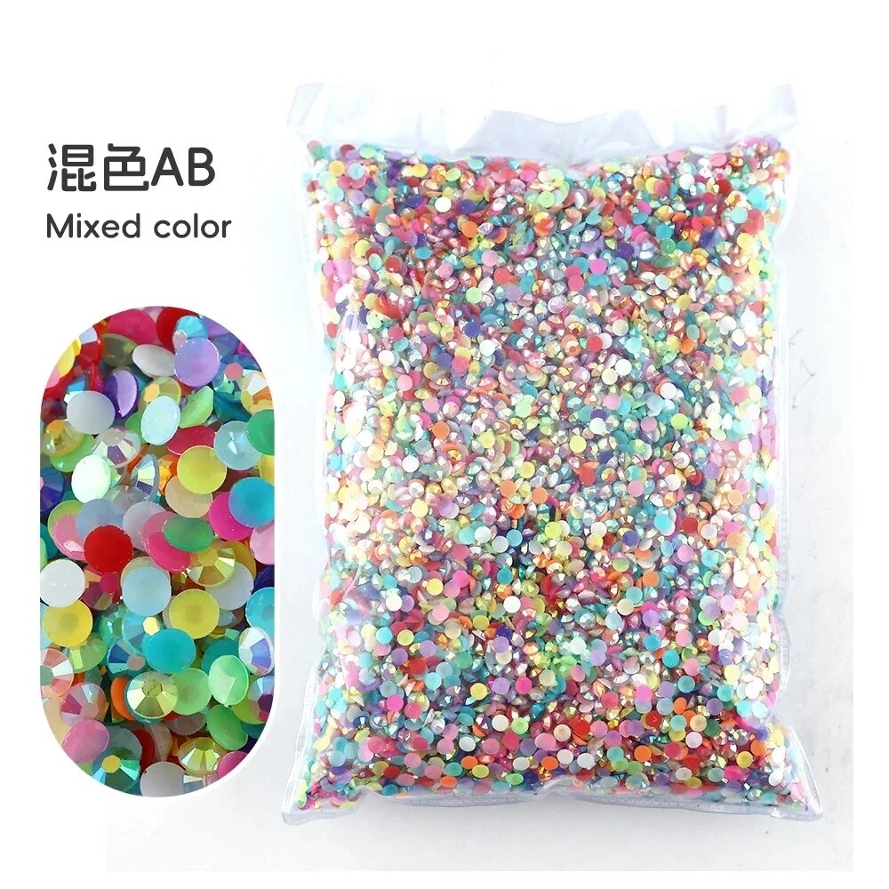 Желейные стразы из смолы AB цвета 2-6 мм 6mm1000pcs, Mixed color AB