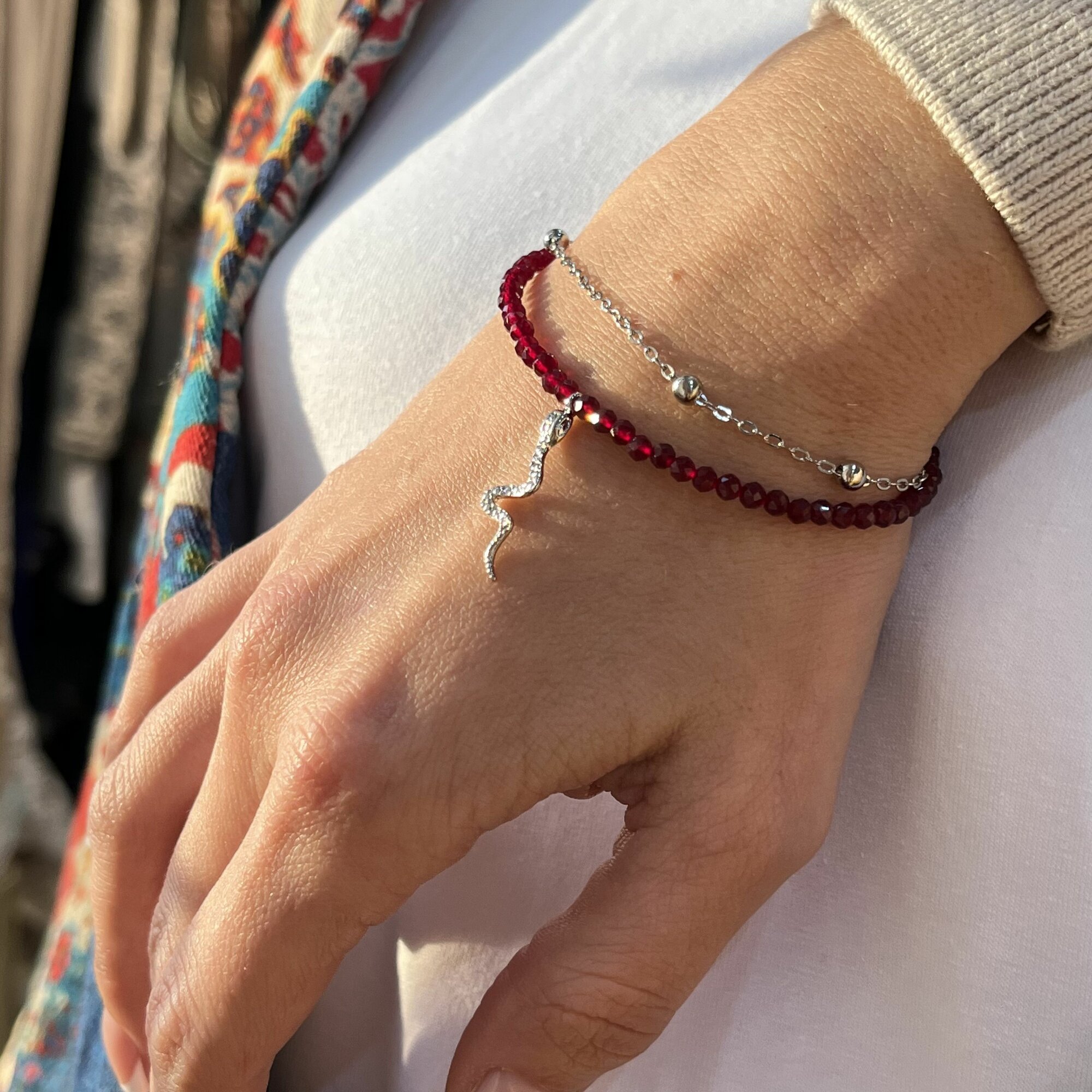 Браслет, шпинель синтетическая, шпинель, металл