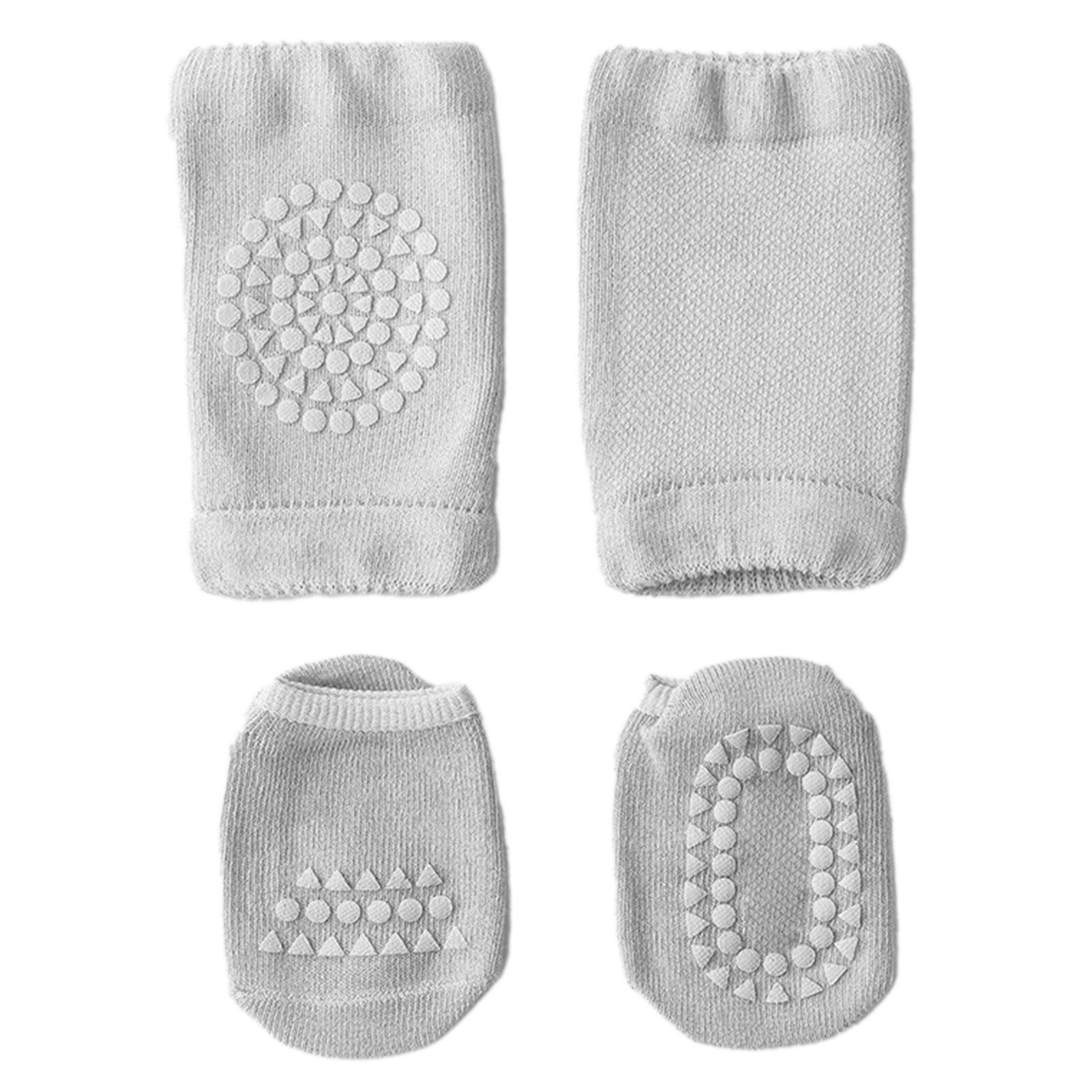 Комплект детских наколенников, противоскользящие, для защиты при ползании и ходьбе, безопасные для кожи, наколенники и носки для малышей светло-серого цвета, M, от 1 до 3 лет