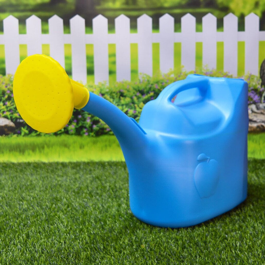 Лейка садовая 11л с рассеивателем, широкое горло, голубая с желтой насадкой