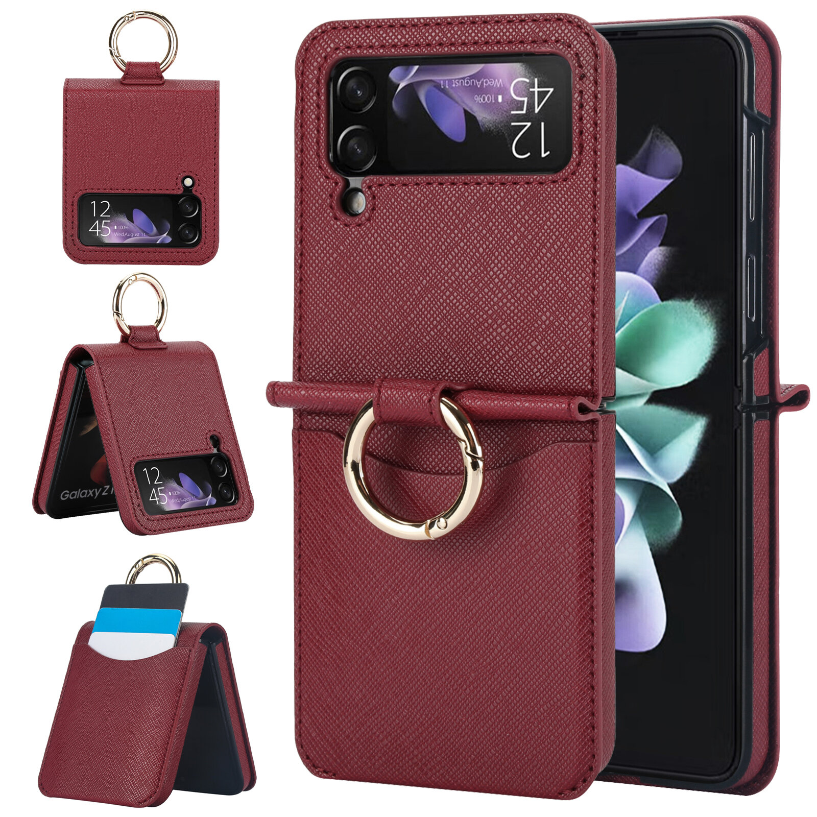 Подходит для Samsung Galaxy Z Flip3 / Самсунг Галакси Z Flip 3 Модный Чехлы для телефонов, раскладушка чехол для телефона кошелек, Самсунг Z Flip3, подставка, soft touch,360° Полная защита, резина