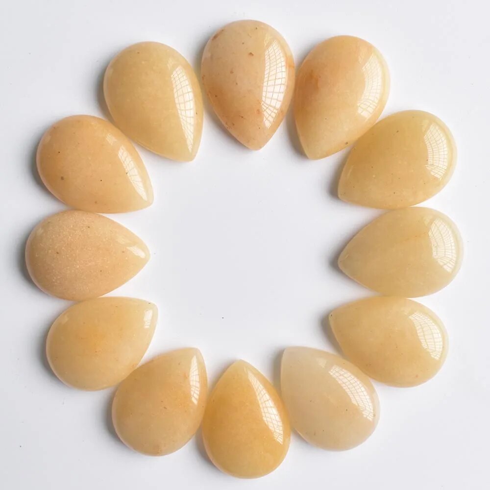 Кабошоны из натурального камня 20 шт. Желтый, yellow jade