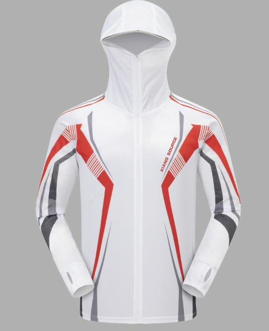 Джерси для рыбалки с длинным рукавом и капюшоном, защита от солнца белый