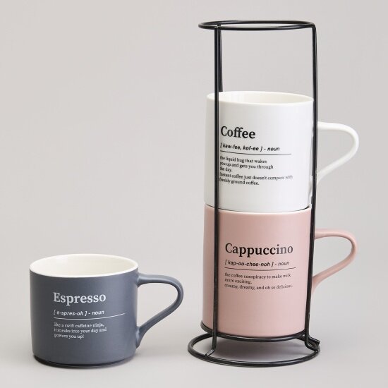 Набор кружек Lefard 3шт. на метал. подставке 250/320/400мл