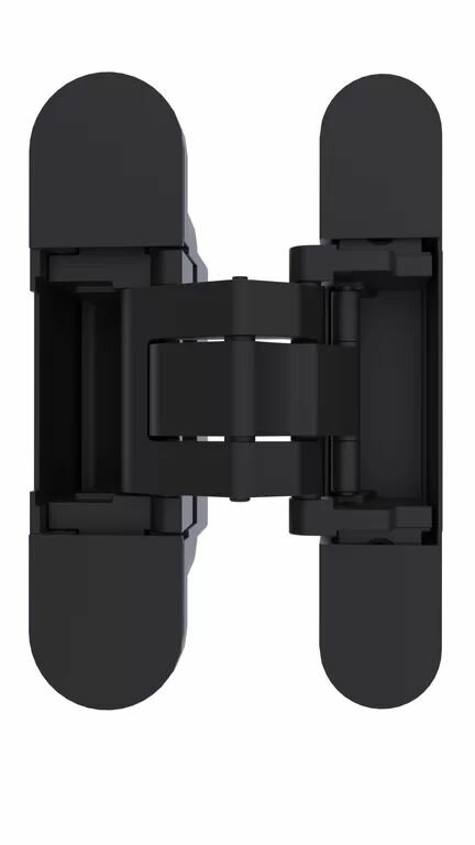 Петля скрытая ELEMENTIS, универсальная, 3D, 130x25/32 мм, 80 кг, цамак, черный матовый, 2 шт