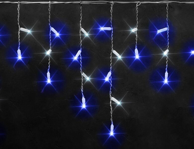Светодиодная бахрома Rich Led Cap 3*0.5 м, 112 синих и белых LED ламп, белый каучук, соединяемая, IP65, Rich LED