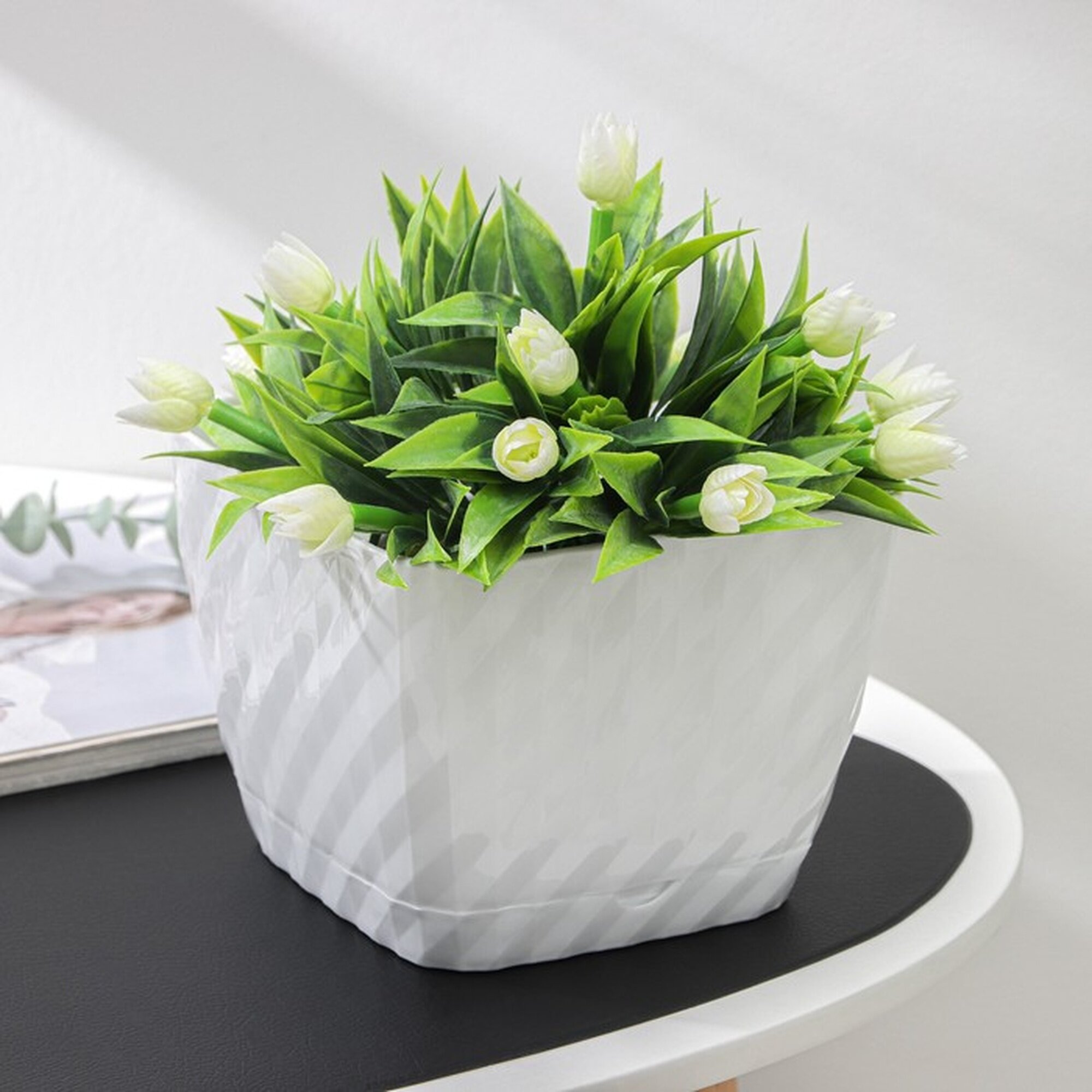 Горшок для цветов с поддоном СибПолимер «Классика», 2 л, пластик, белый