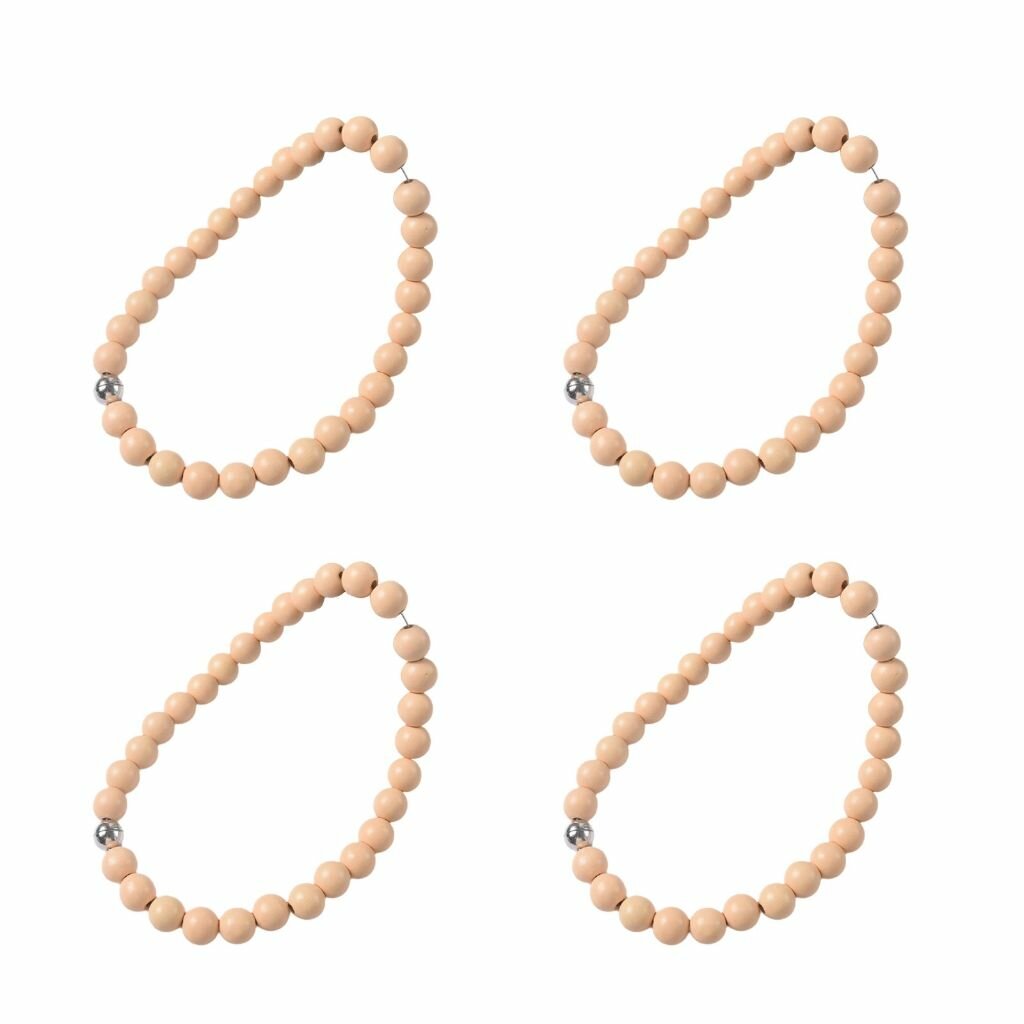 4шт, цветной ремешок для занавески с магнитной пряжкой из деревянных бусин-светло-коричневый