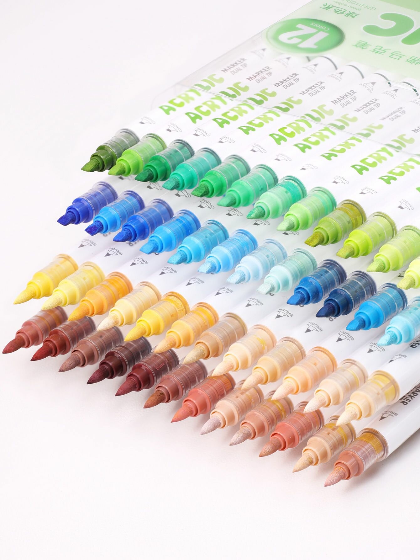 Акриловые маркеры (двойные наконечники) 3 мм скошенный и 1-7 мм гибкая кисть Не протекают, подходят для холста, скетчинга, заметок Для художников, студентов, дизайнеров