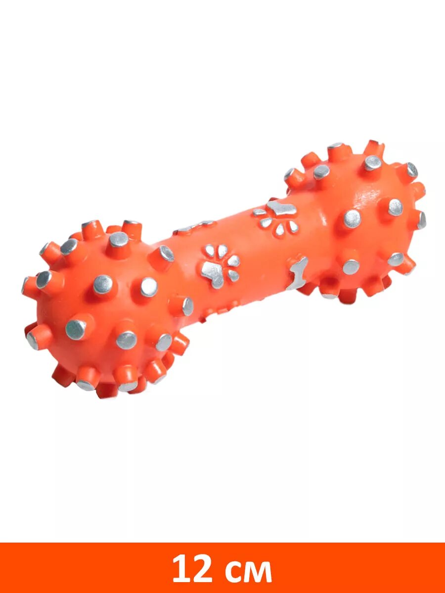 Игрушка для собак из винила Triol "Гантель с шипами", 12 см, цвета в ассортименте, 12101112