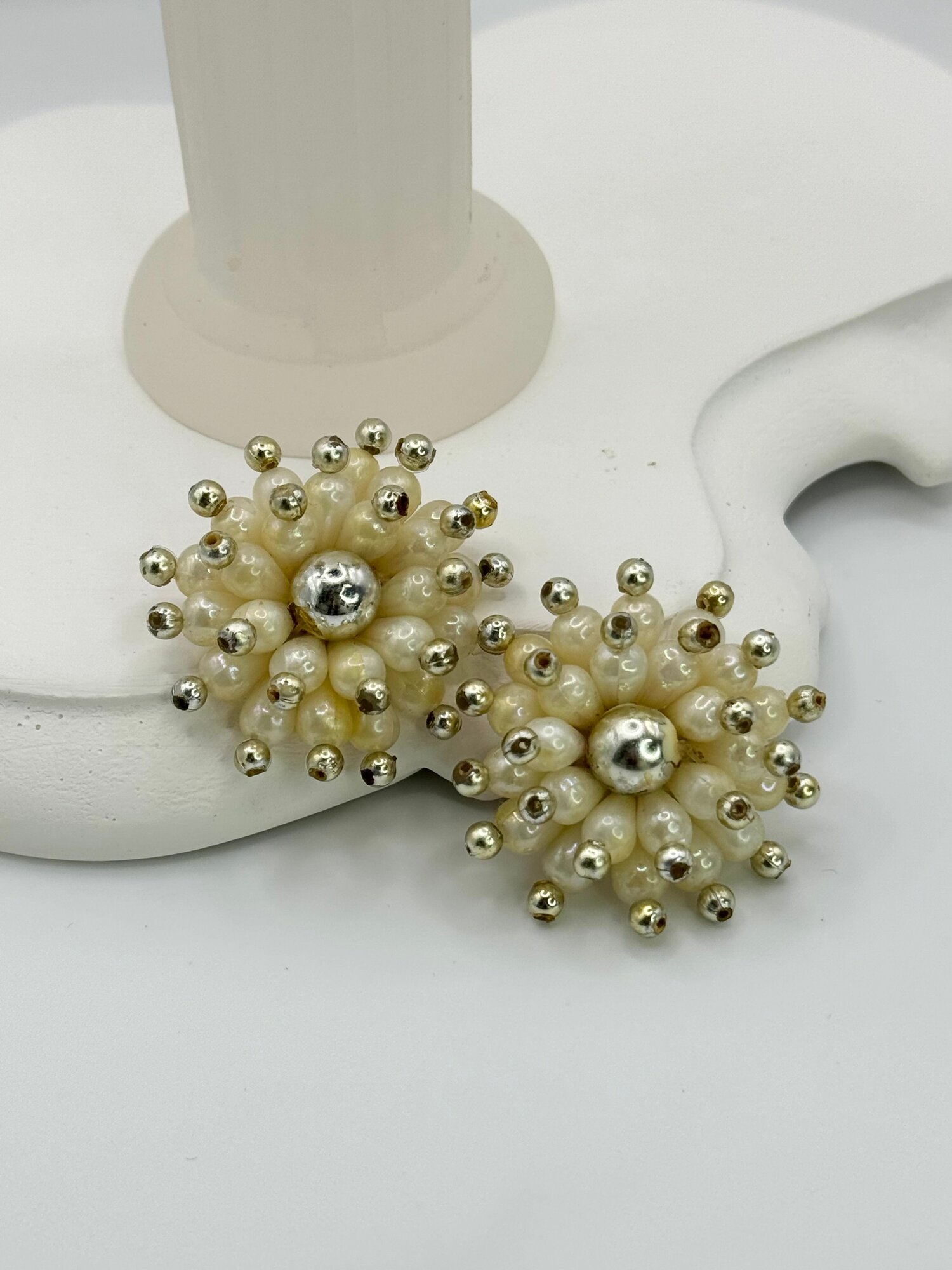 Винтажные наборные серьги клипсы, Чехословакия