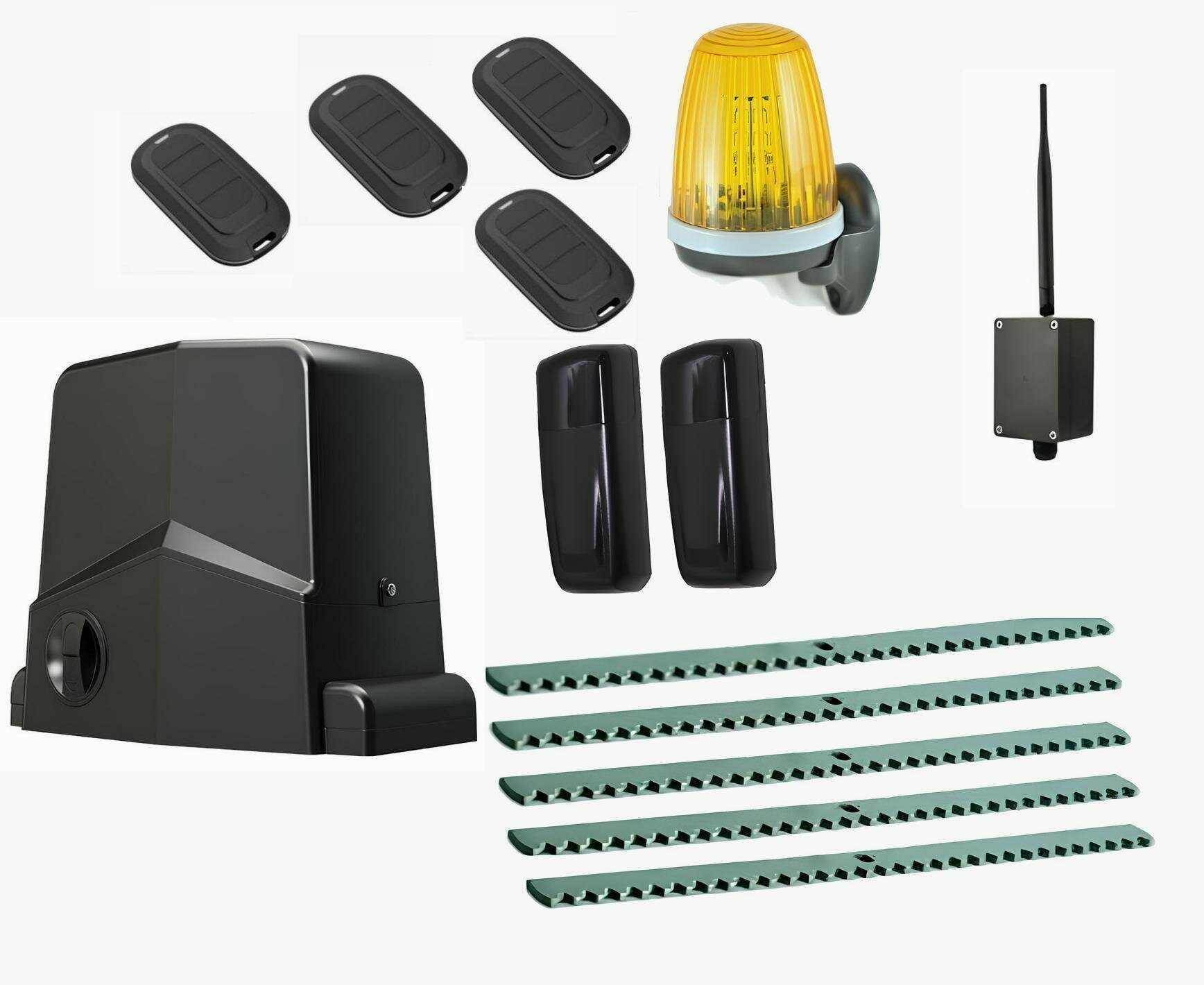 Автоматика для откатных ворот ARW-1000MKIT FULL5-BT-T4, комплект: привод, 4 пульта, лампа, фотоэлементы, 5 реек, Bluetooth-модуль