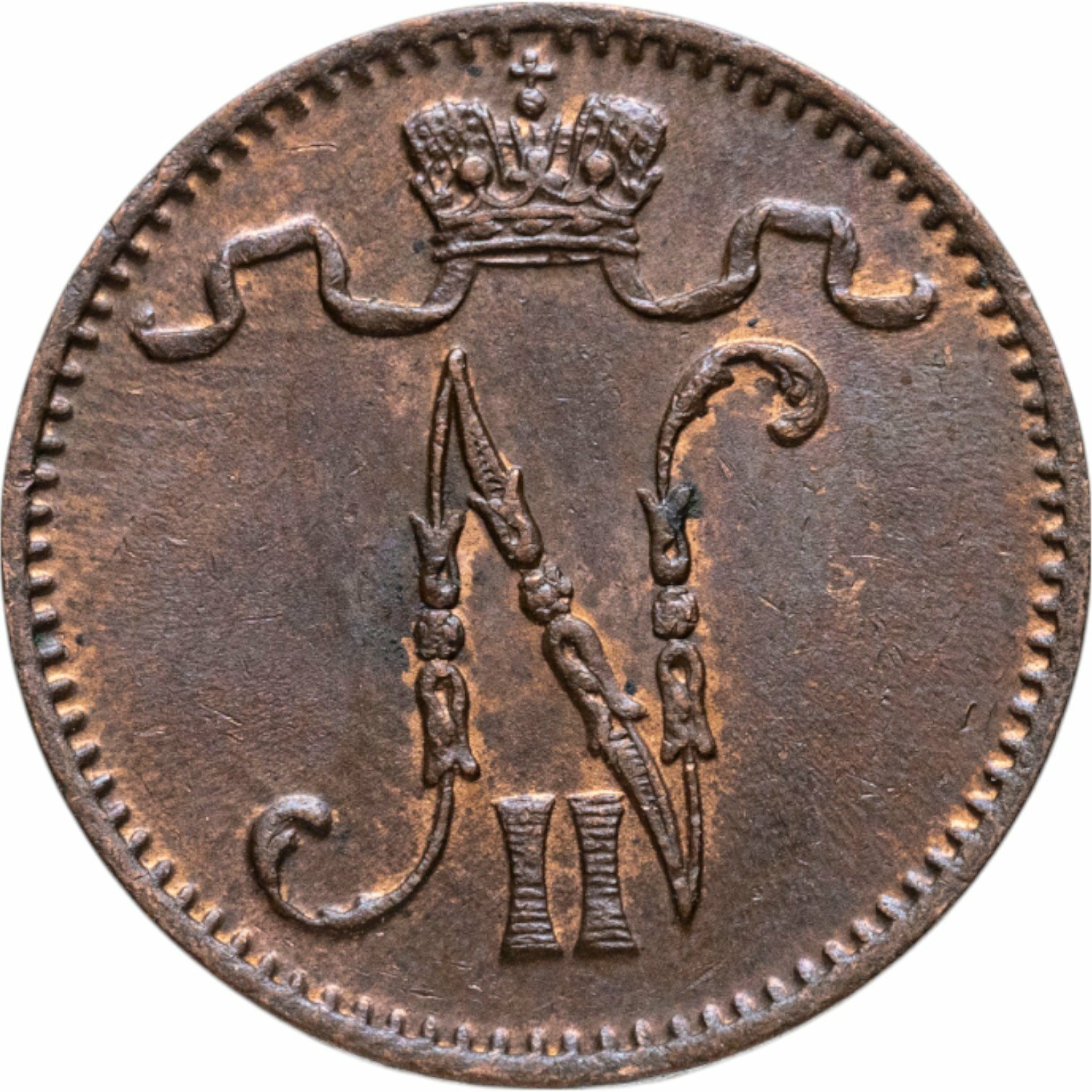 1 пенни penni 1913 Российская Финляндия, Медь, в сохранности UNC