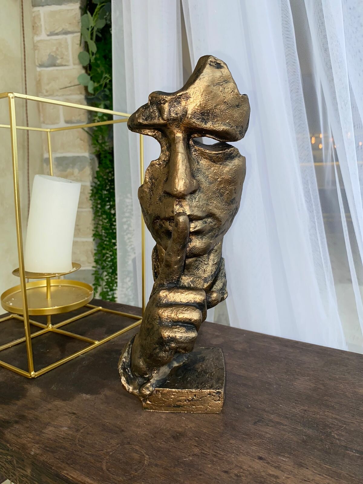 Гипсовая статуэтка, фигура для дома и интерьера, лицо Тишина