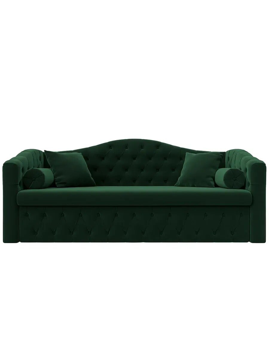 Диван детский прямой Диана со спальным местом 130х190 см, велюр зеленый