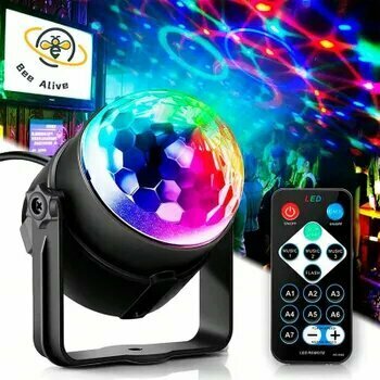 BeeLive Светодиодный LED диско шар, установка с дистанционным управлением, для танцевального светового шоу, для вечеринки, дня рождения, для свадебного шоу