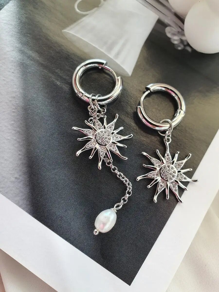 Серьги конго, фианит