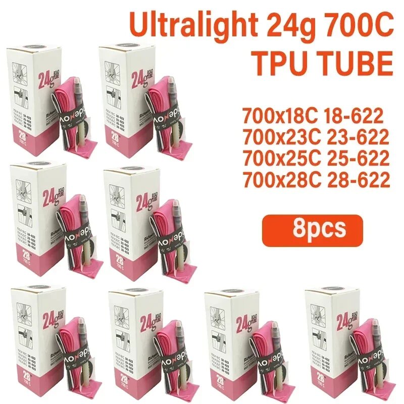 Камеры велосипедные Ridenow 700x18-28C 24g, 8шт, с патчем