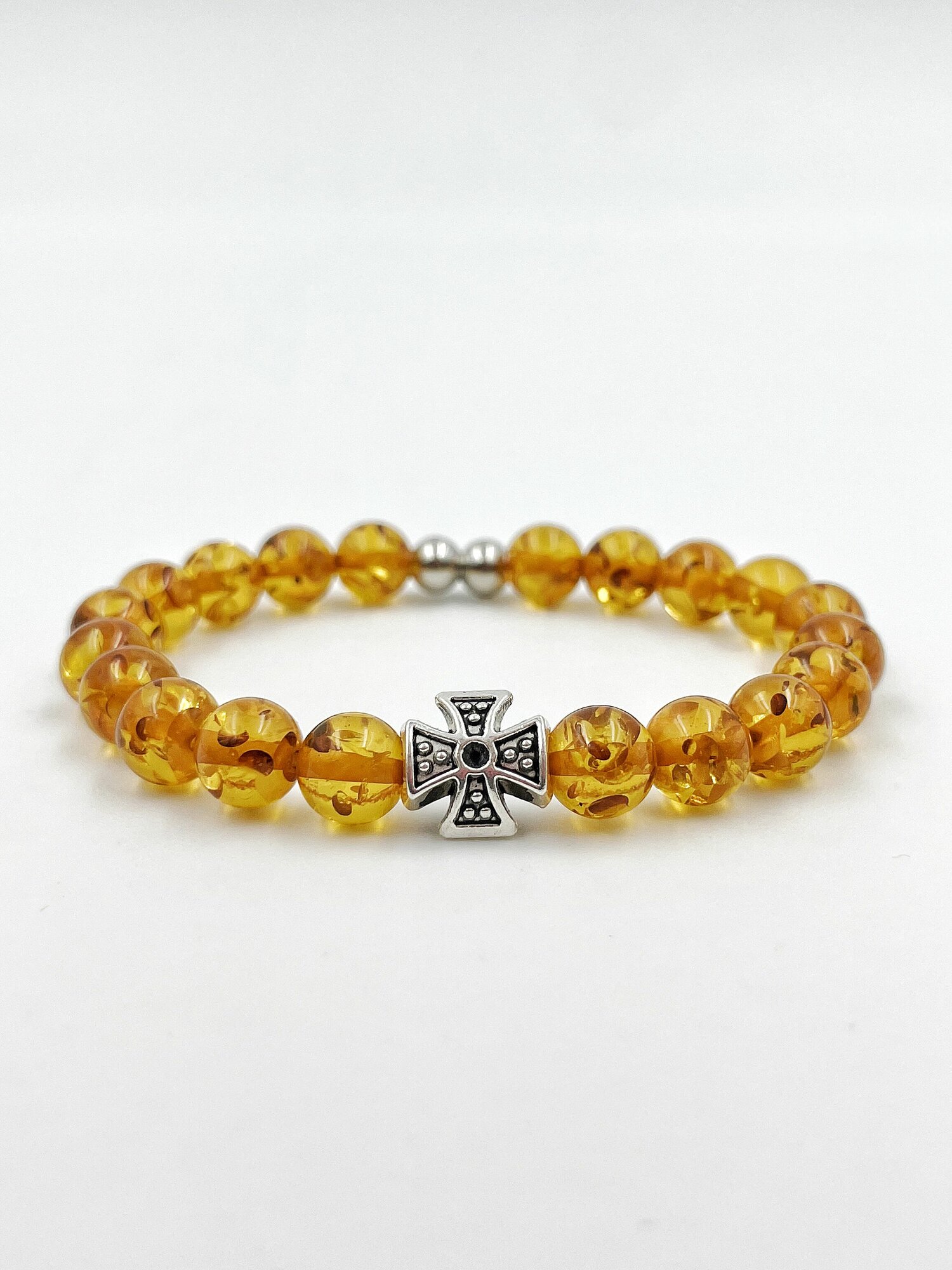 Браслет-манжета, янтарь прессованный