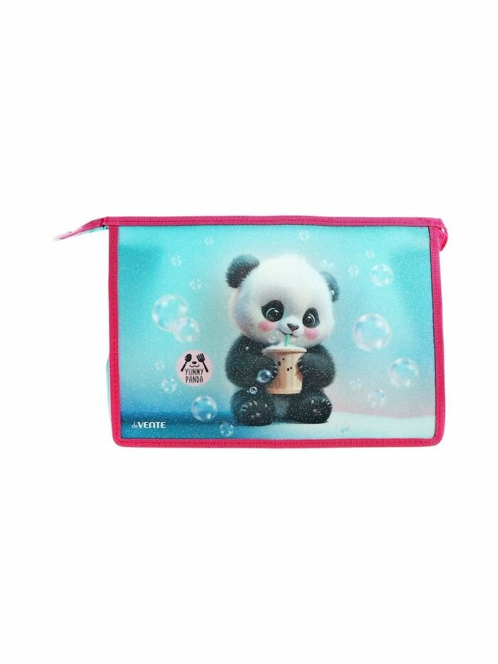 Папка для тетрадей deVENTE А4, 330х230х100 мм, Yummy Panda, молния сверху, пластиковая, для девочки