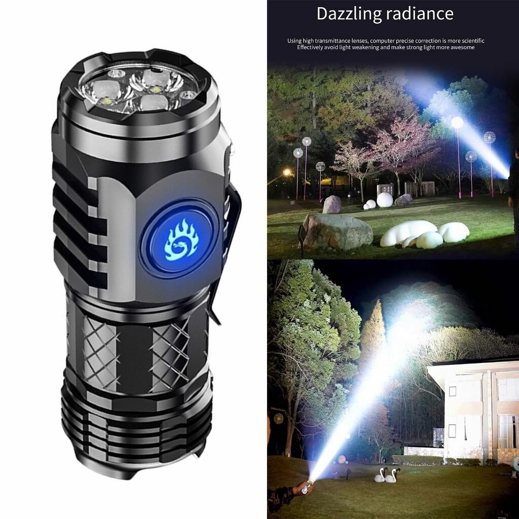 Портативный перезаряжаемый мини-фонарик, легкий и переносной, осветительный