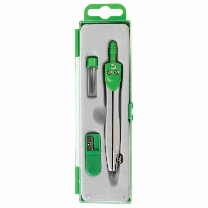 Готовальня BRAUBERG "Klasse", 3 предмета: циркуль 115мм, грифель, точилка, пенал с подвесом