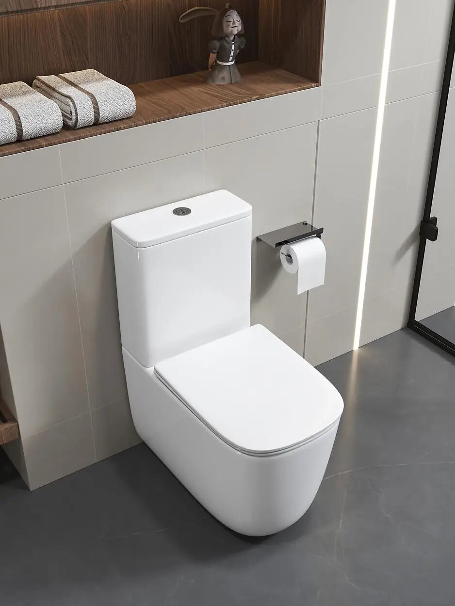 Унитаз напольный Ceruttispa Mirko CT11090 Tornado, безободковый, с сиденьем микролифт, белый