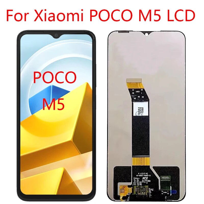 ЖК-дисплей 6,58 дюйма для Xiaomi Poco M5, сменный дигитайзер сенсорной панели в сборе для Poco M5 22071219CG, ЖК-дисплей Black With Frame