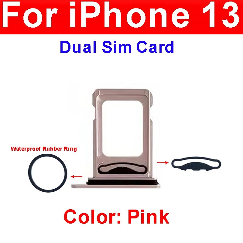 Для Iphone 13 SIM-карт лоток двойной одиночный держатель SIM-карты SIM кардридер Слот i13-Dual-Pink