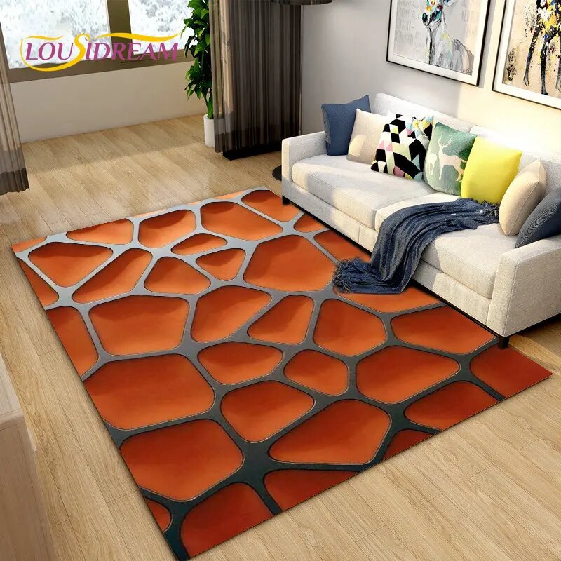Оранжевый ковер LOUSIDREAM 120x160cm с текстурой