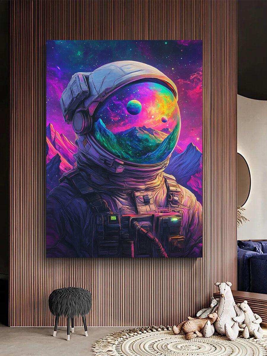 Картина на стену для интерьера - "Космос / Космонавт" , 20х30 см.