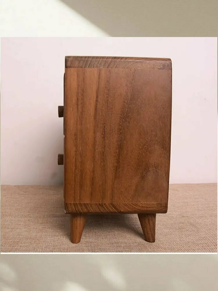 Комод "Плетение из орехового бамбука", дерево, 2 ящика, 22 см x 22 см