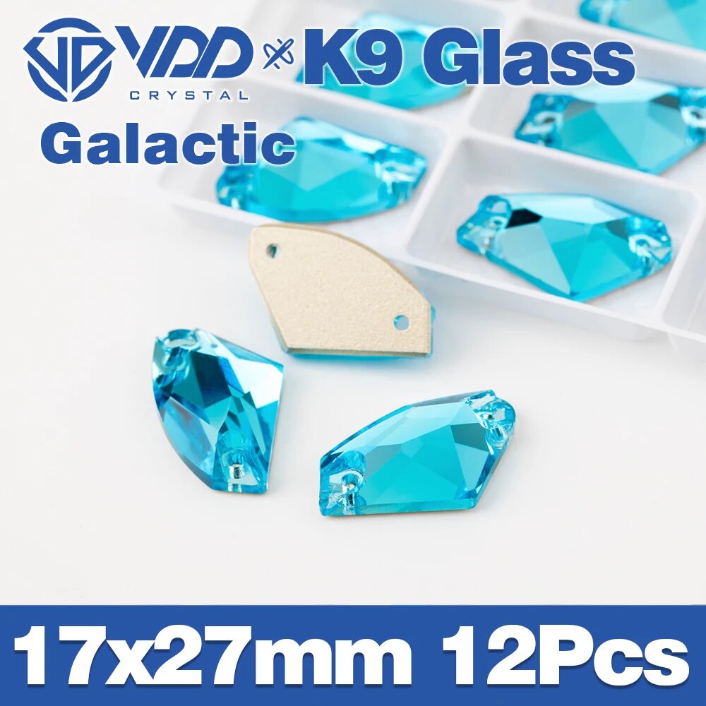 Стразы VDD Galactic Aqua Blue 17x27 мм, 12 шт