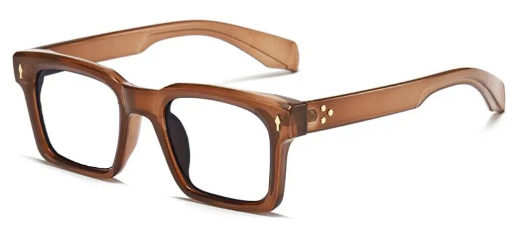 Мужские черные очки для чтения +2.5 C6 tea clear, Коричневый, +250