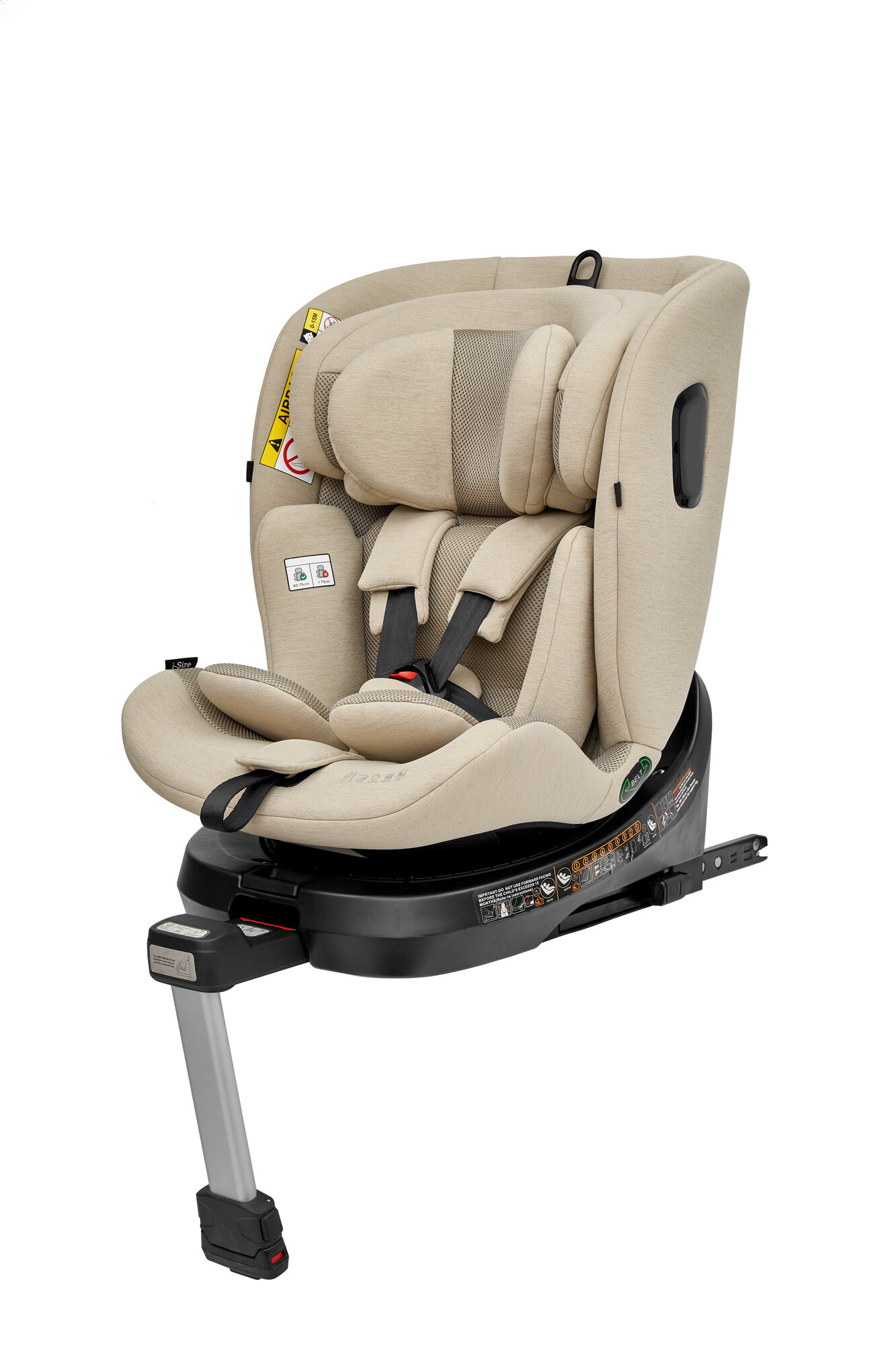 Автокресло с вращением 360 Peppy UNOfix 0-36 I-Size 40-150 см с упором в пол Beige бежевое
