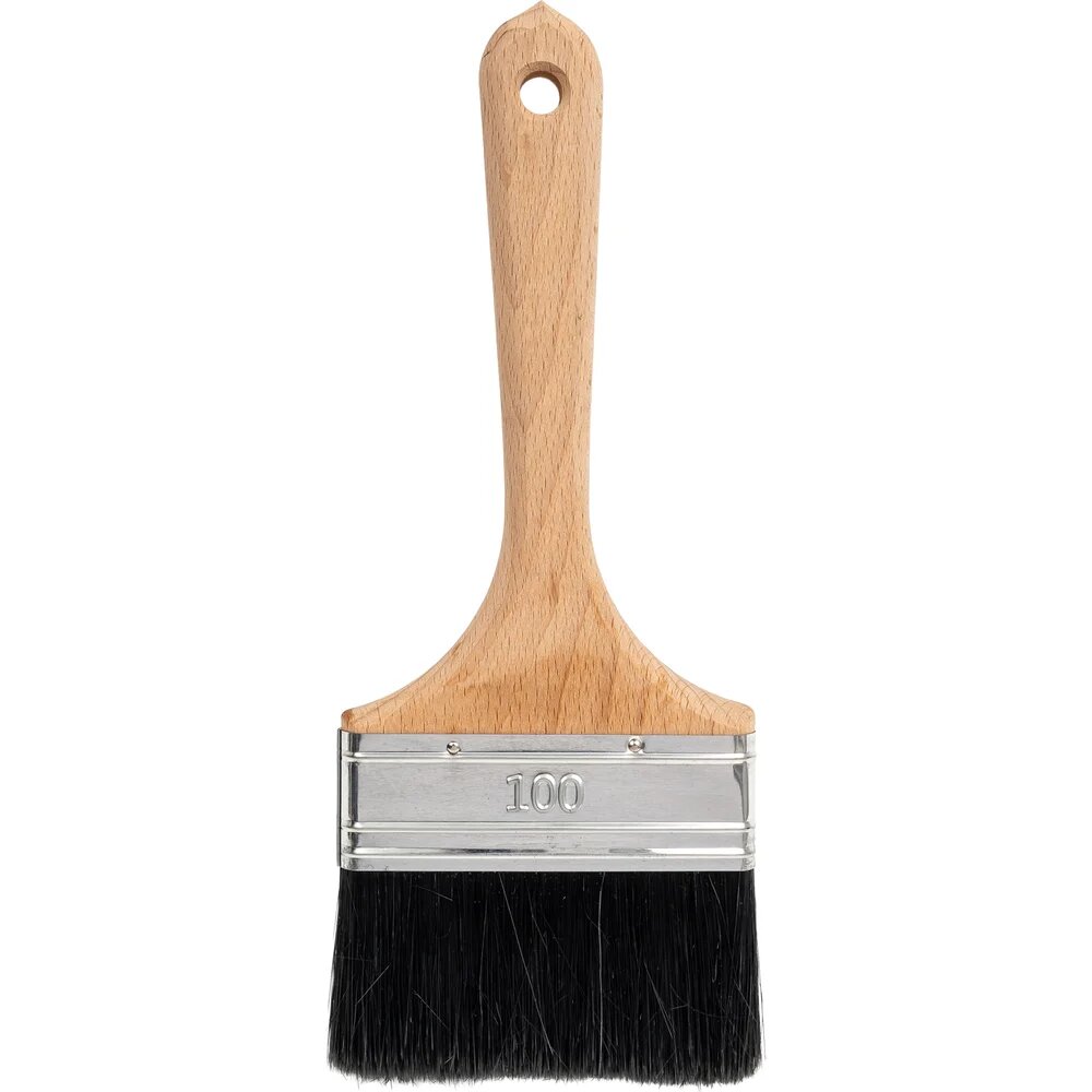 Кисть PROSTOCOLOR масло, утолщенная, черная, натуральная щетина, деревянная рукоятка,