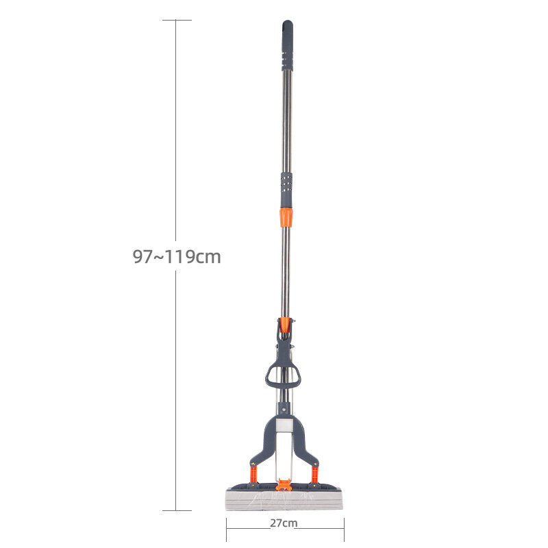 Швабра губчатая, одноразовая, без ручной стирки, 27см, оранжево-серая