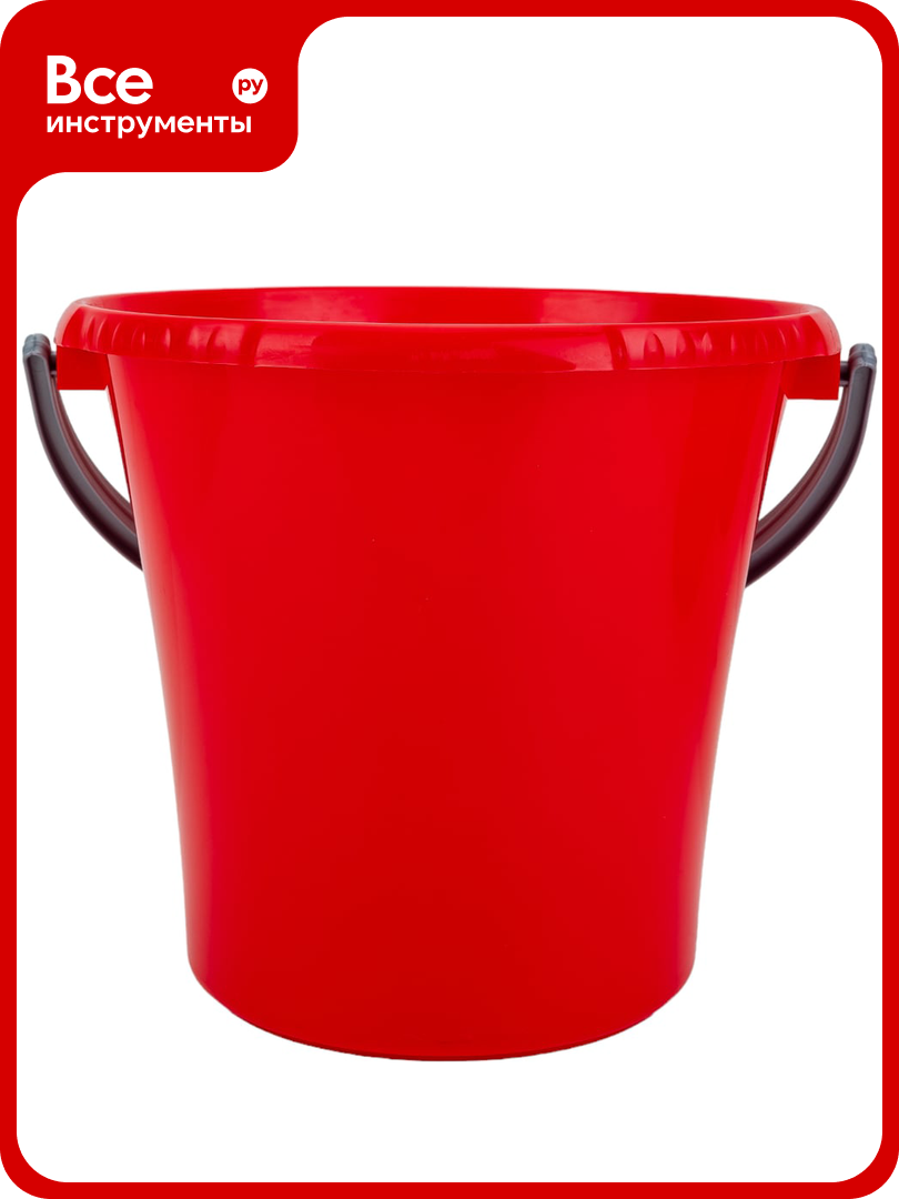 Ведро Martika Либерти 7 л, красное С603КРА, универсальное, полипропиленовое бытовое, круглая форма с ручкой