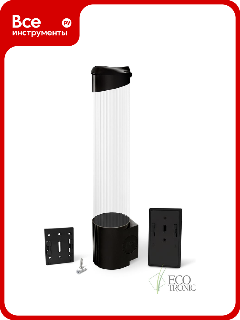 Держатель для стаканов ECOTRONIC черный ETK4007, пластиковый корпус, монтируется на шурупах, подходит для офисных столов