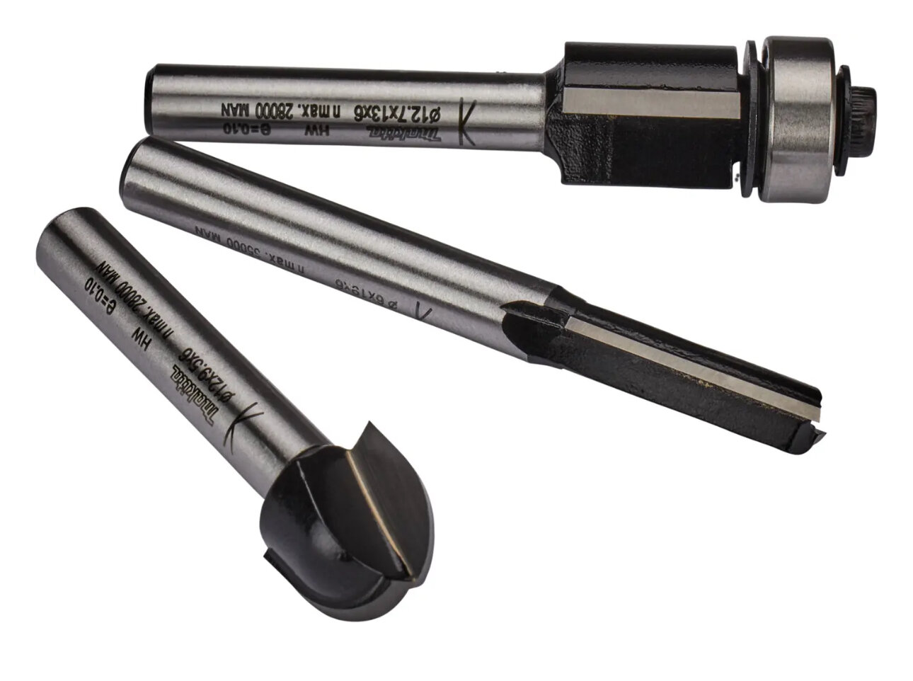 Набор фрез Makita D-70459, концевые, хвостовик 6мм, твердосплавные, для дерева