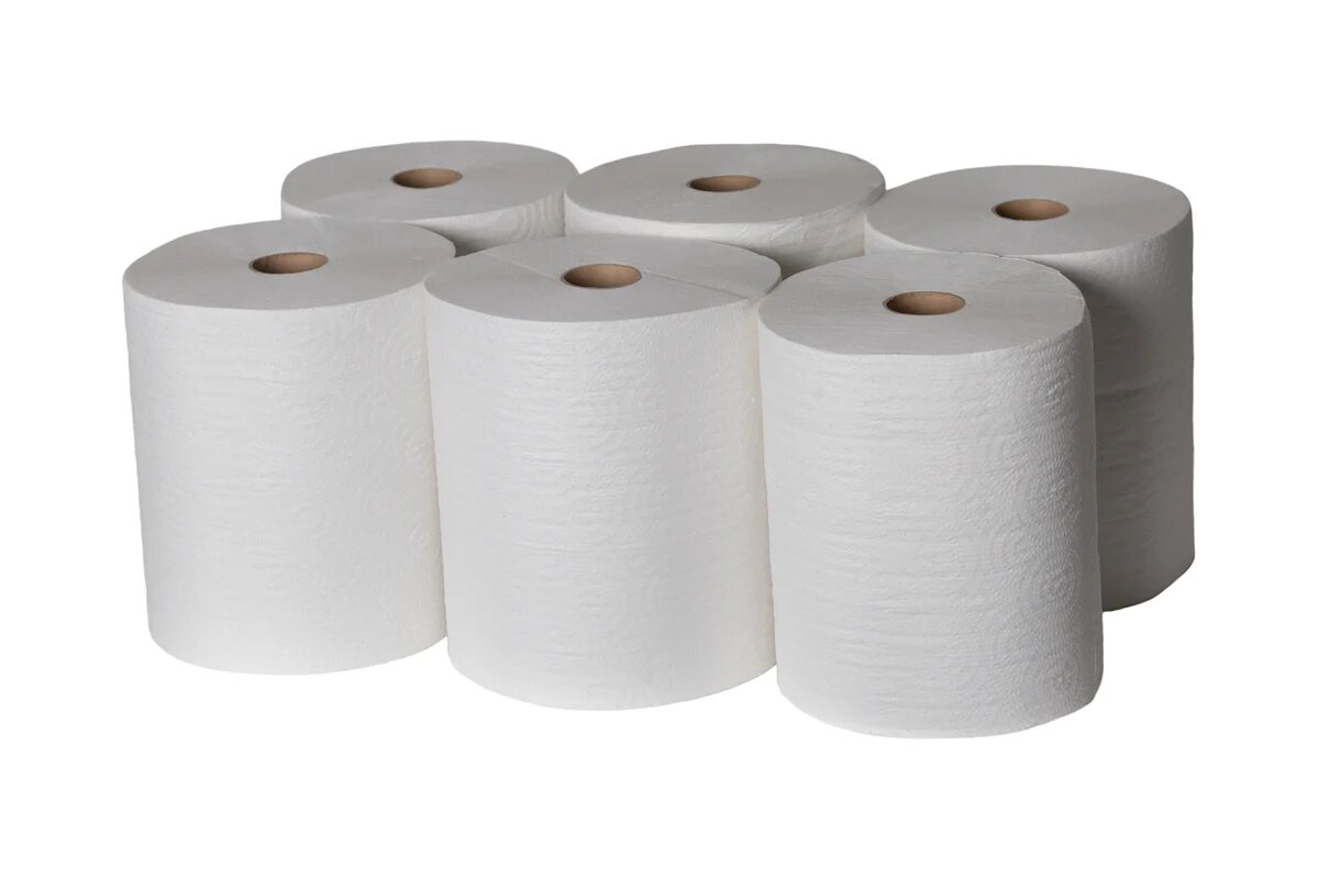 Сити Полотенца рулонные, 150 м, 2 слоя, белые, высота 20 см, втулка 3,8 см, 6 рулонов