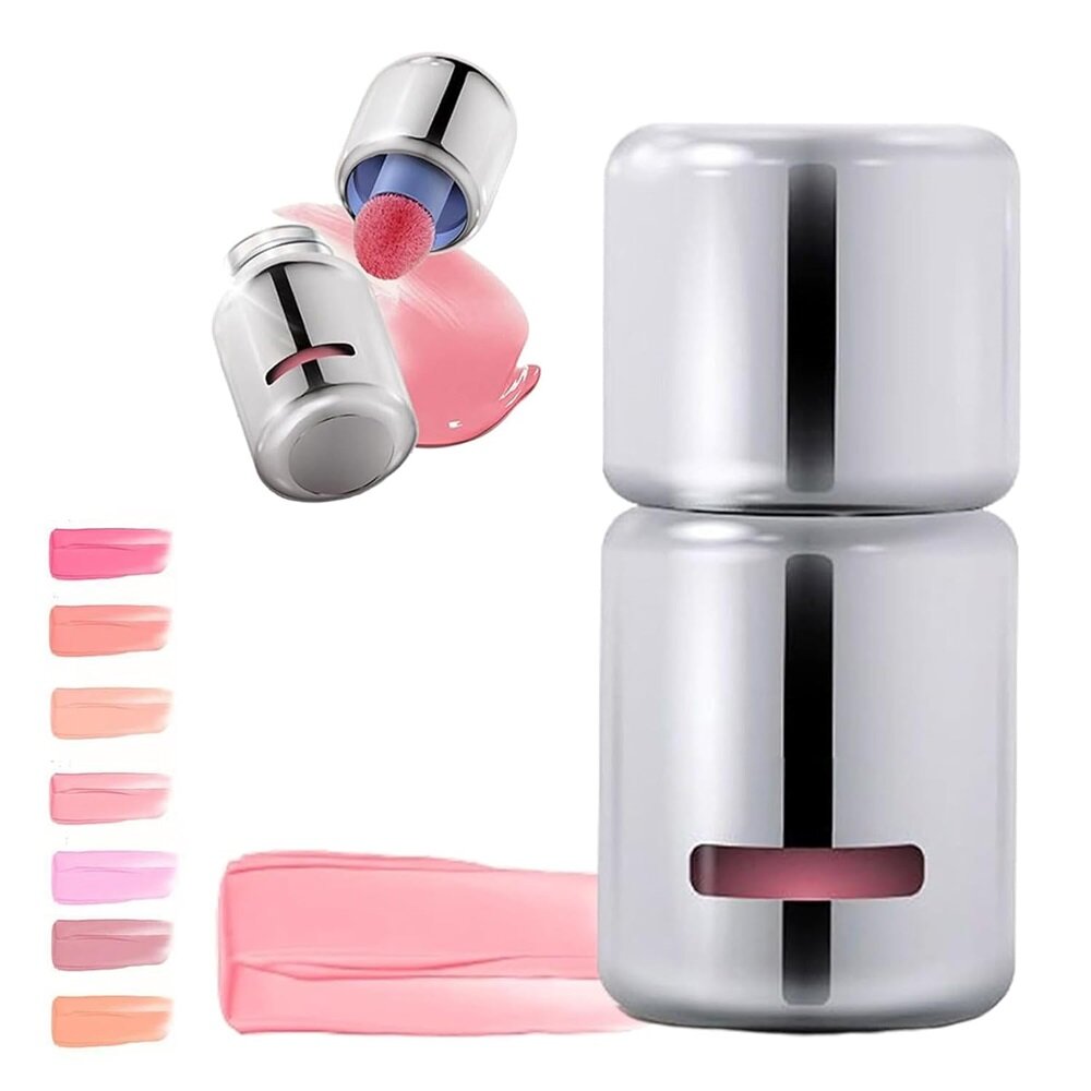 Жидкий крем-румяна Aztk с аппликатором губкой, матовые нюдовые оттенки, легкая текстура на каждый день