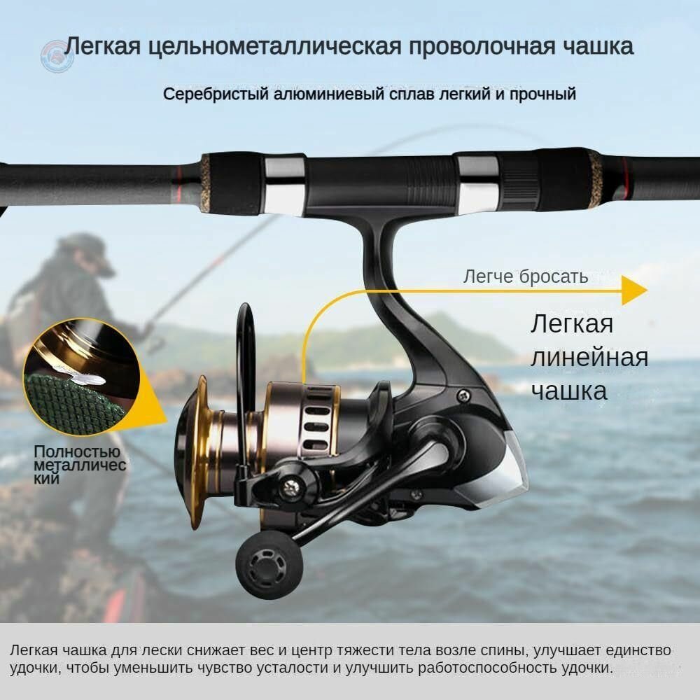 Спиннинговая катушка для морской рыбалки и дальнего заброса, металлическая удочка, надежная и мощная для приманки